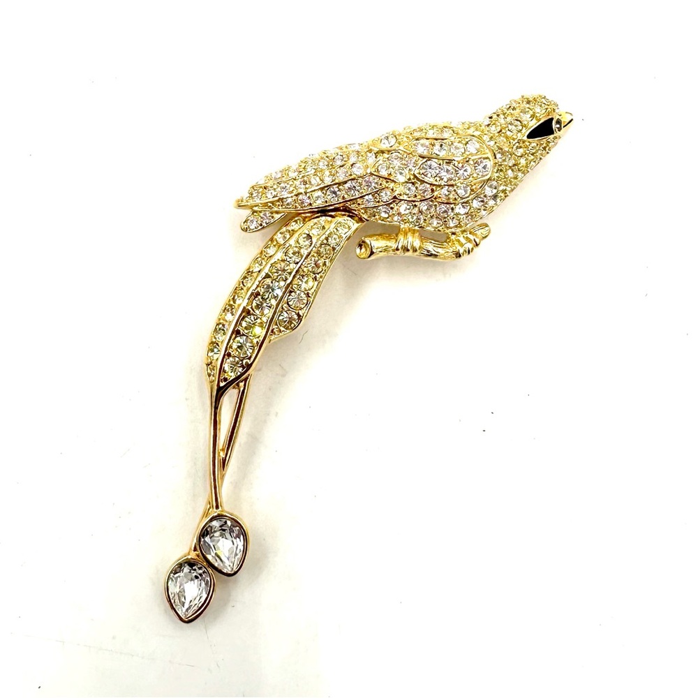 Nolan Miller Gold Pave Crystal Avalon Bird Pin Brooch… - Gem